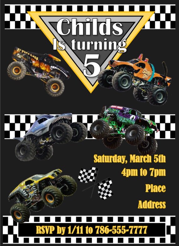 Monster Jam Invite Custom Made | Etsy