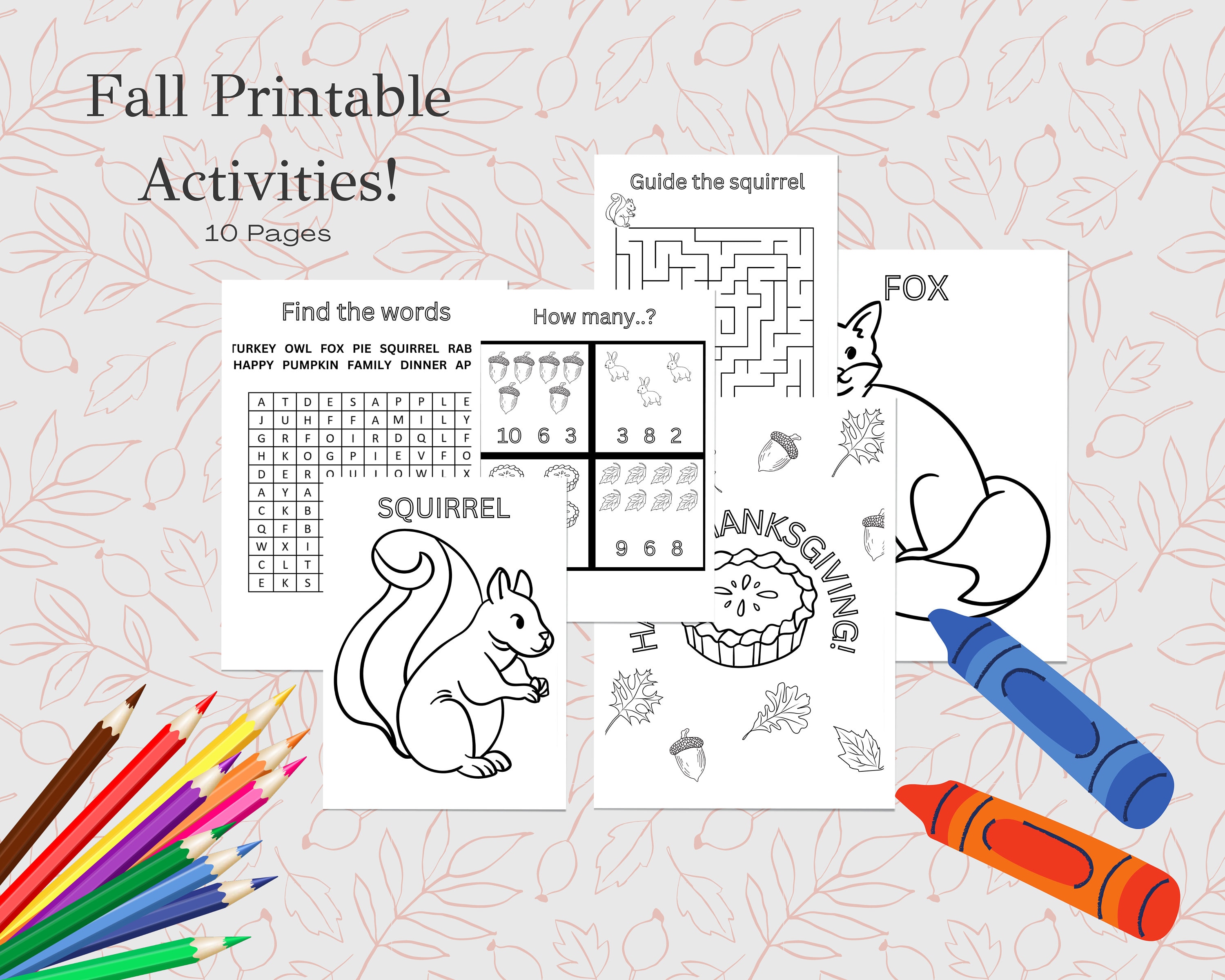 Fall Activity Book, Kids Printable Activity, Kids Printable Activity ...