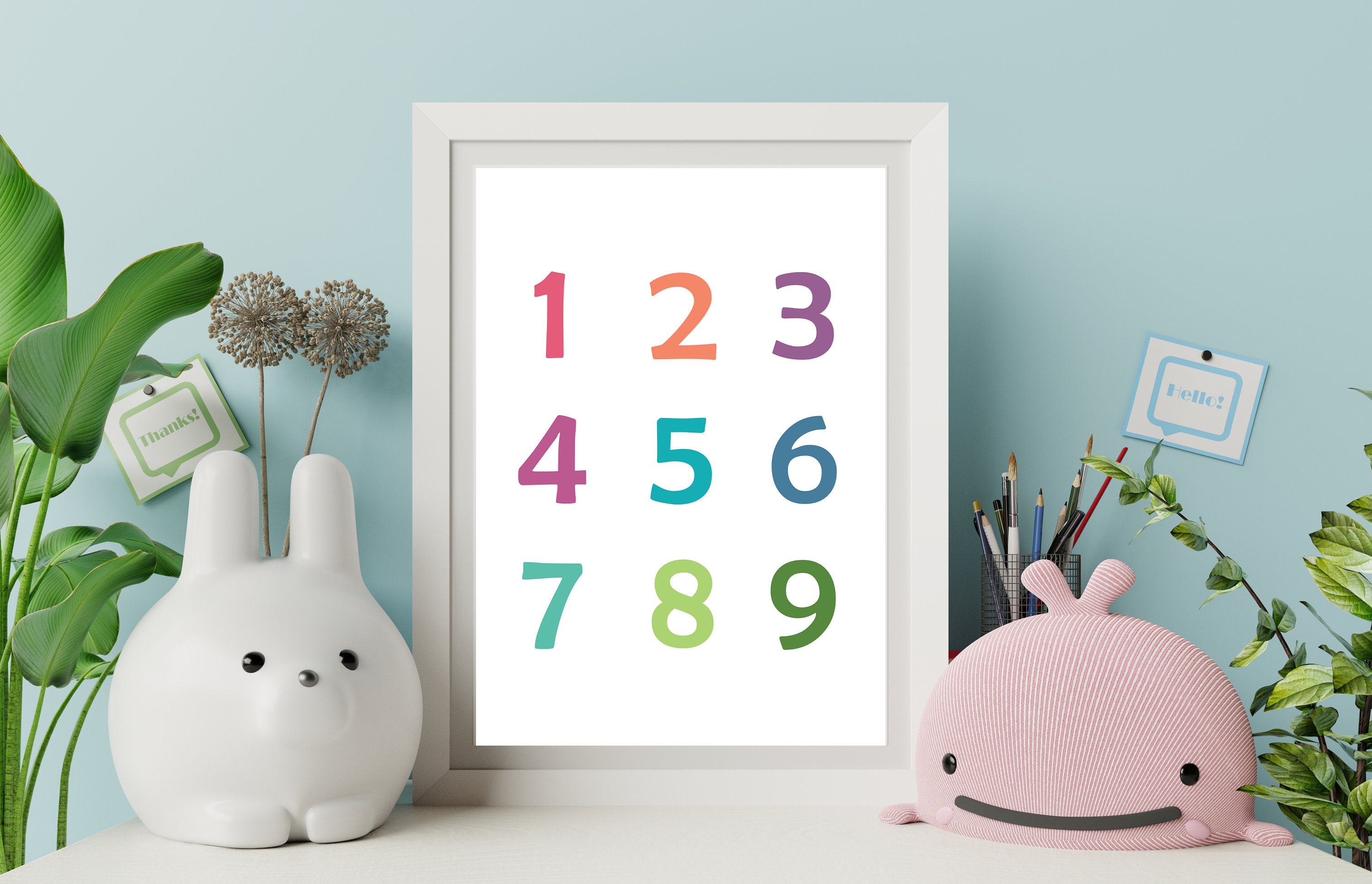 Printable Numbers Art, Nursery Artwork, Printable Poster, Nursery Wall ...