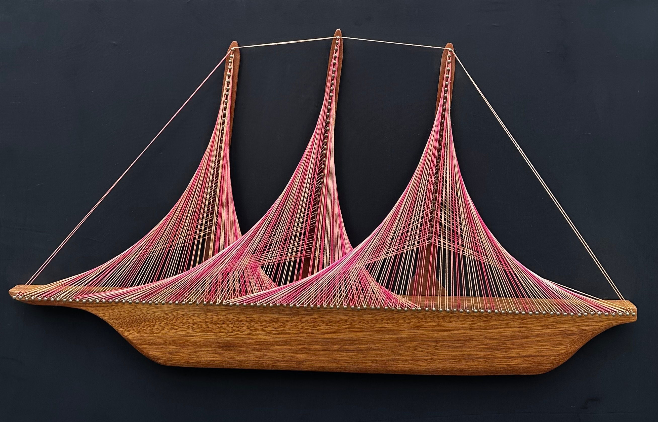 Vintage String Ship Art MCM - Etsy