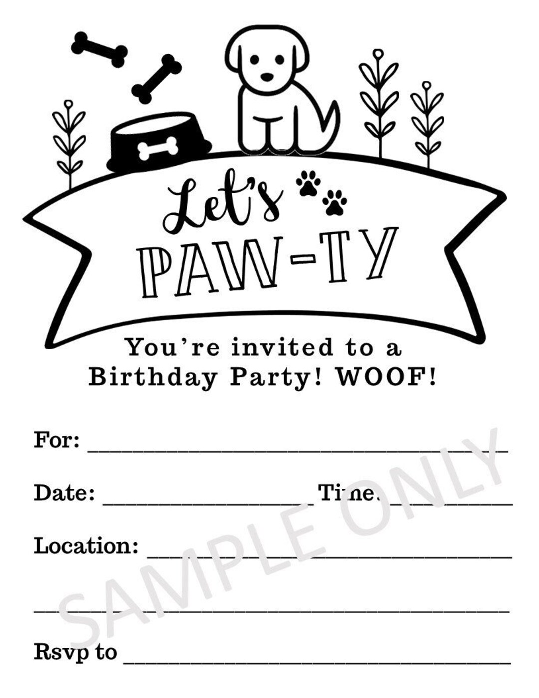 Printable Dog-themed Birthday Party Invitation: Fill-in Template for ...