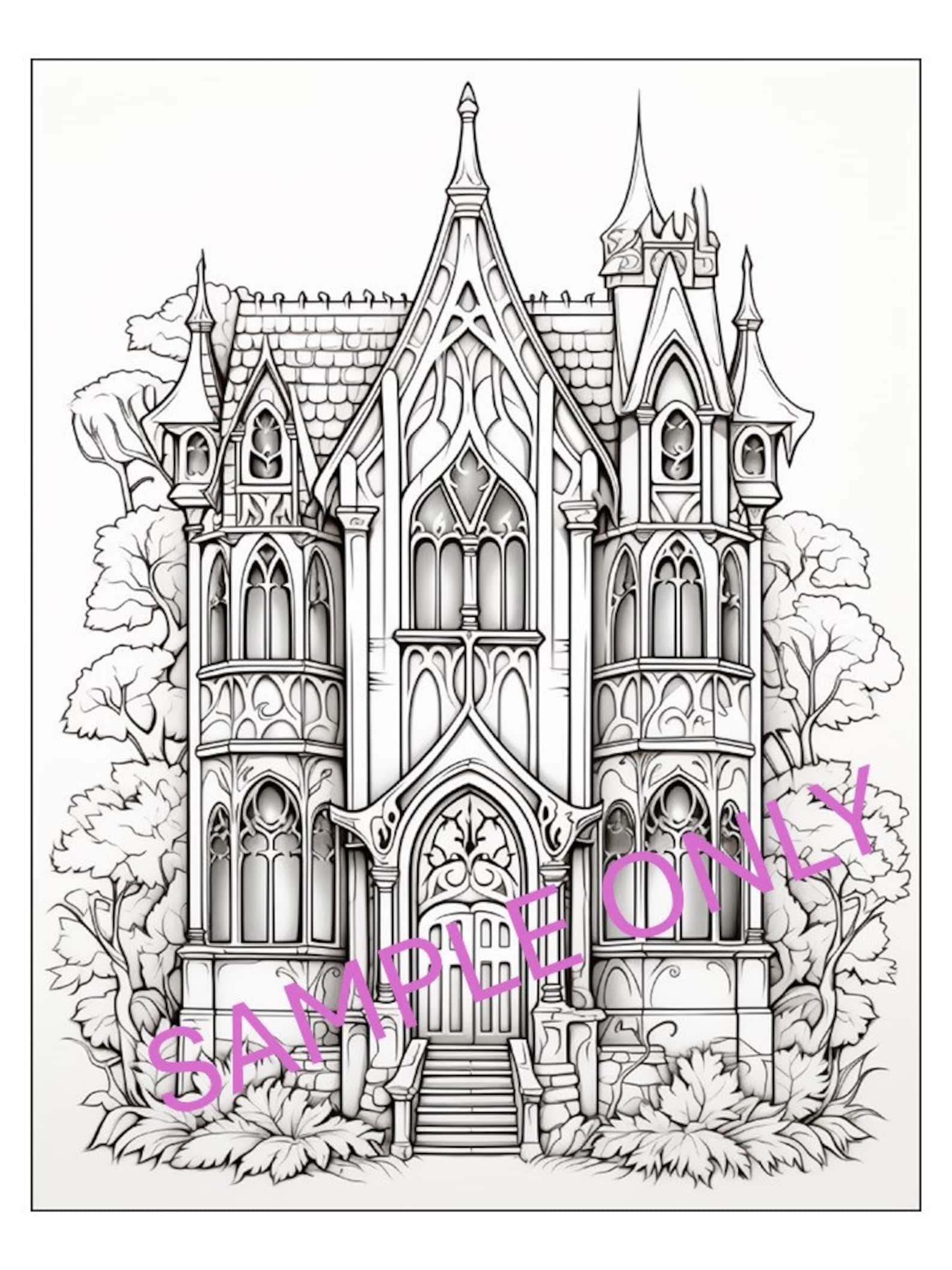 50 Printable Gothic Victorian House Coloring Pages for Adults & Kids ...
