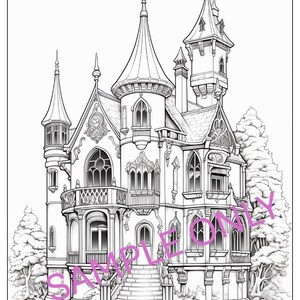 Printable GOTHIC HOUSES Volume 1 Coloring Pages 50 Pages Included Adult ...