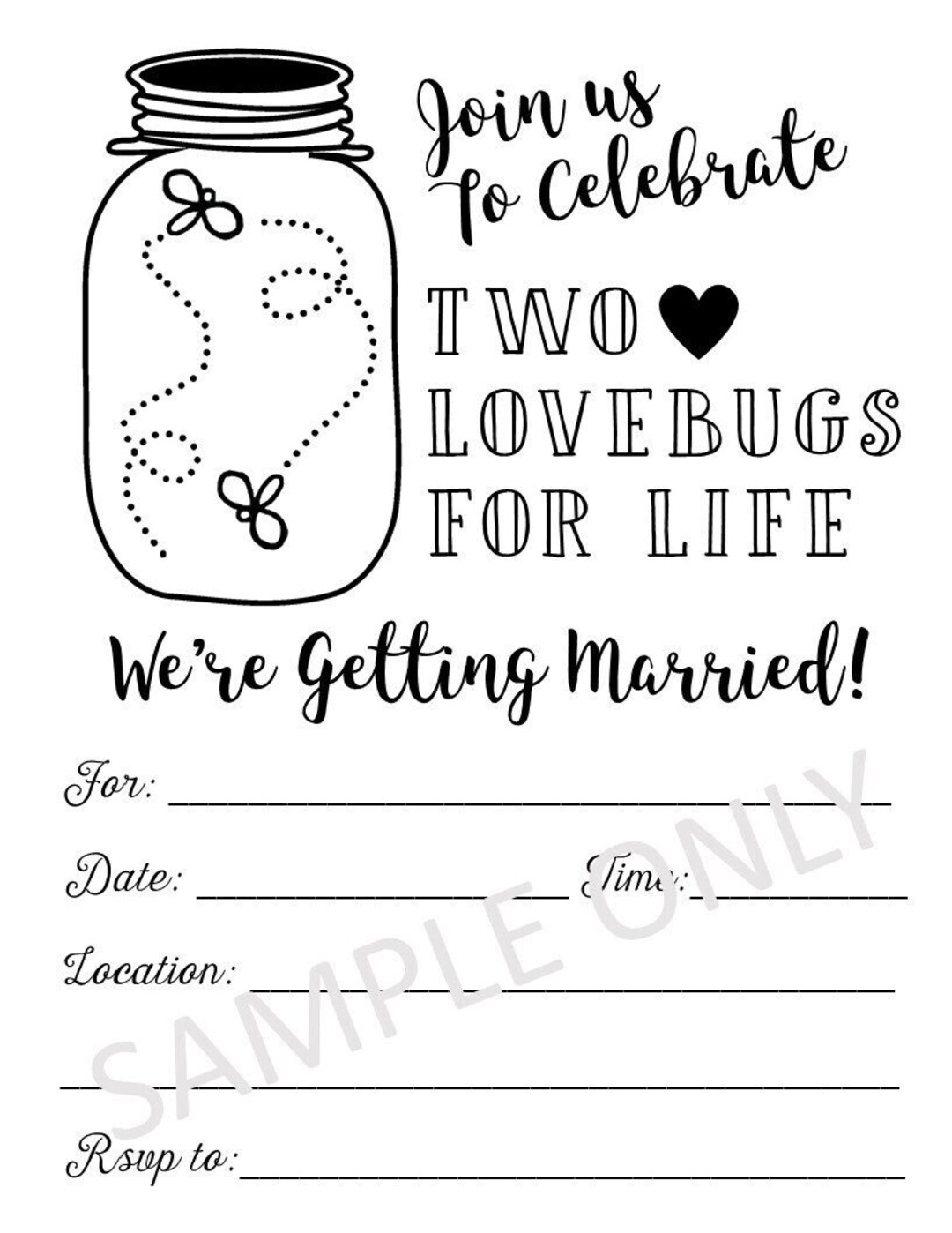 INSTANT DOWNLOAD- Printable Fill-in Invitation- Simple Wedding ...