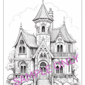 Printable GOTHIC HOUSES Volume 1 Coloring Pages 50 Pages Included Adult ...