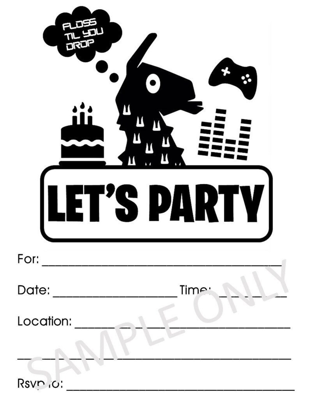 INSTANT Download- Printable Fill-in Birthday Invitation- LLAMA GAMER ...