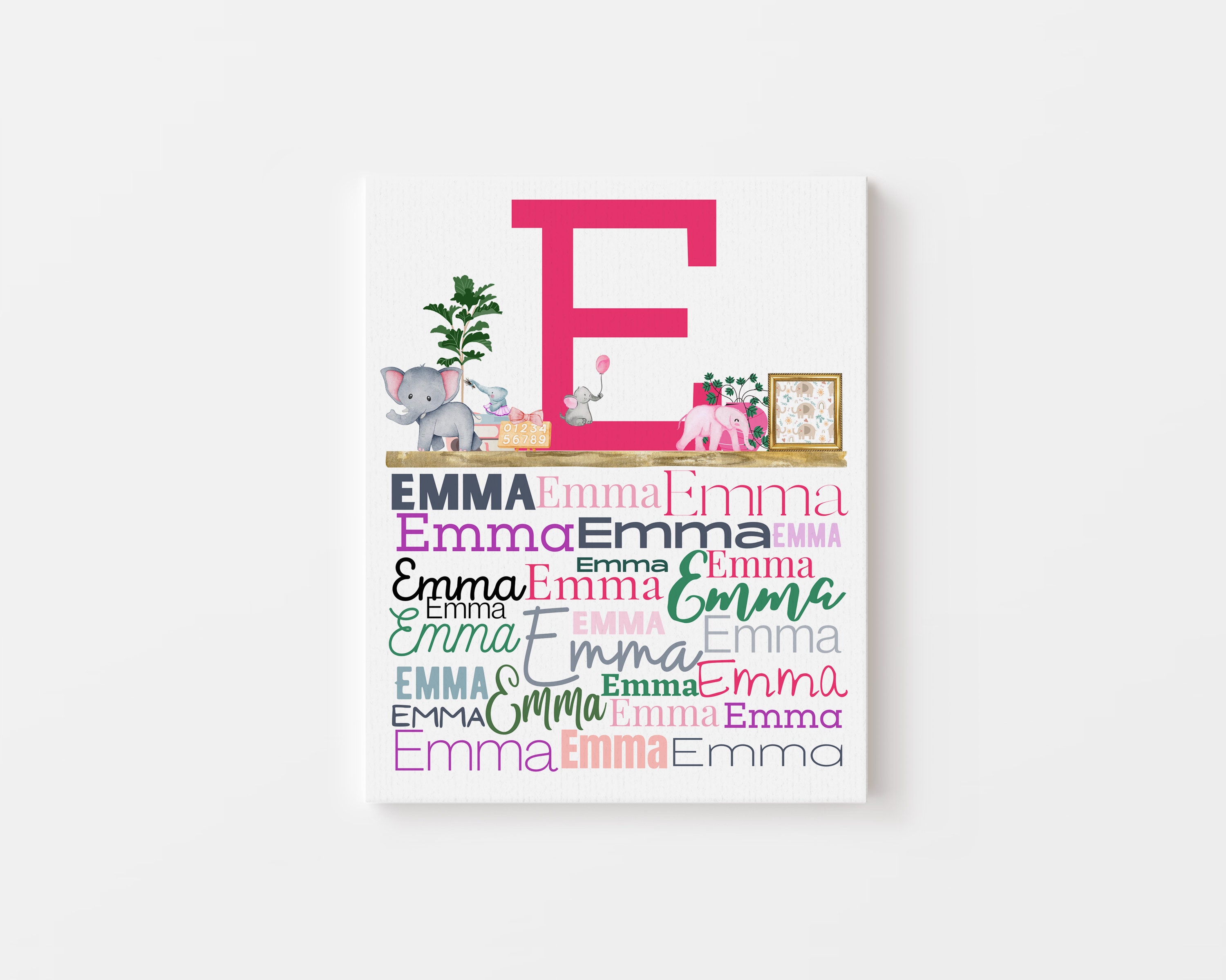 Custom Elephant Nursery Print, Baby Girl Elephant Decor, Pink Elephant ...