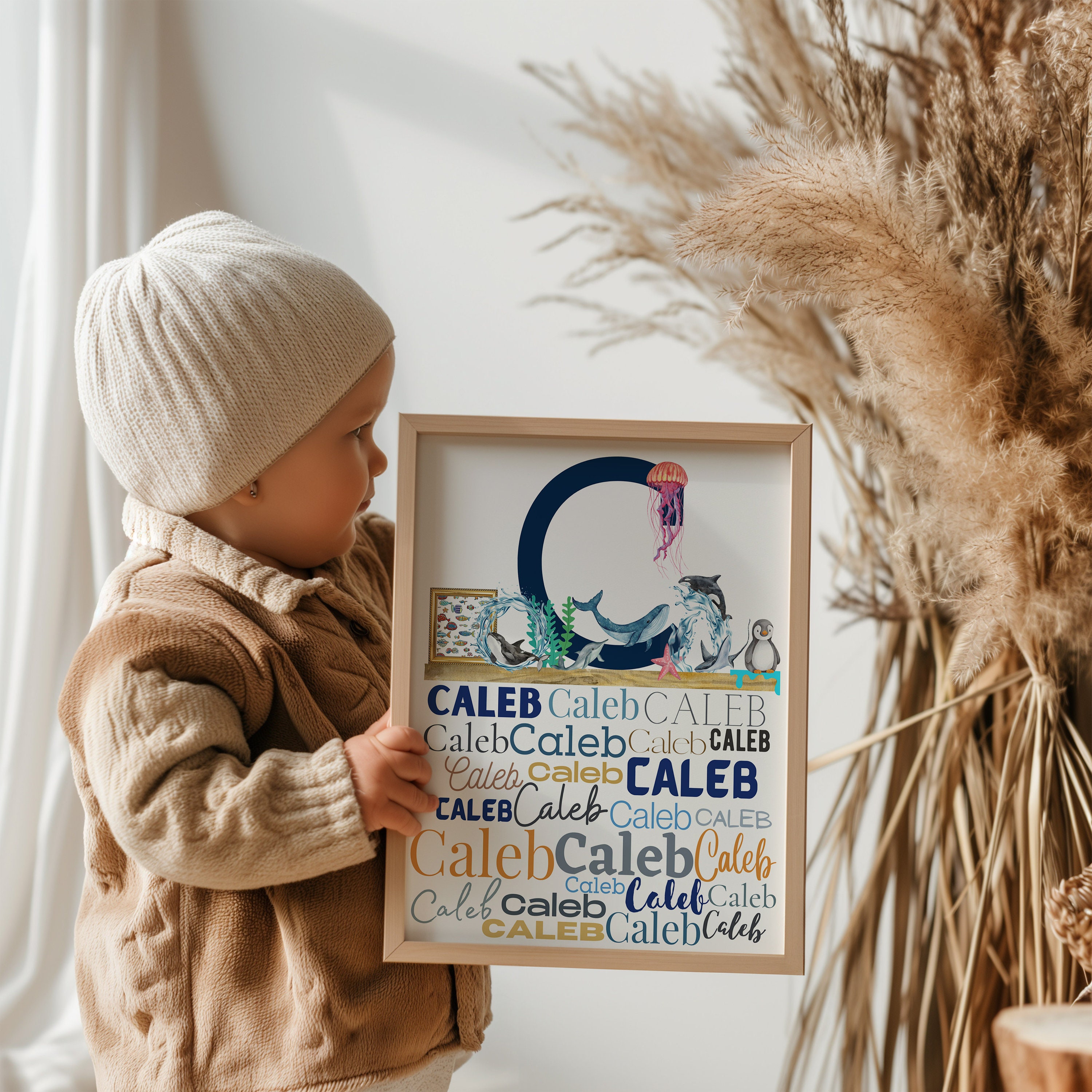 Custom Sea Life Nursery Print, Boy Marine Life Decor, Sea Life Name ...