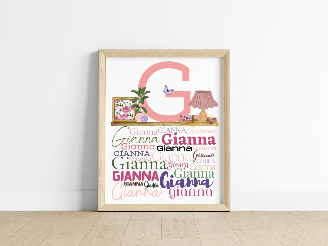 Custom Pink Flower Nursery Print, Girl Room Name Decor, Coquette Girl ...