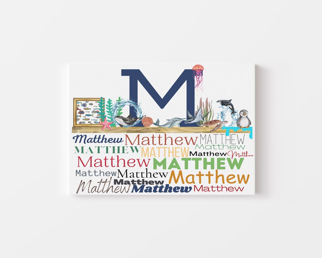 Custom Sea Life Nursery Print, Boy Marine Life Decor, Sea Life Name ...