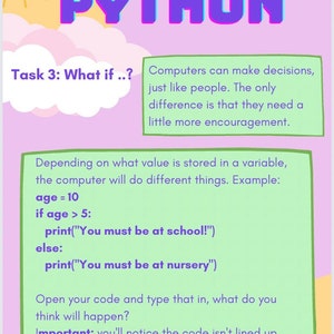 Python Kid’s Coding Worksheet / Tasksheet - Etsy Canada