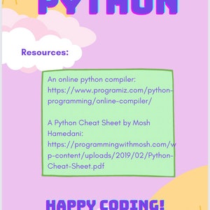 Python Kid’s Coding Worksheet / Tasksheet - Etsy Canada