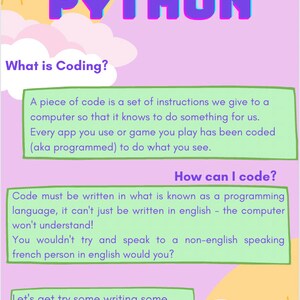 Python Kid’s Coding Worksheet / Tasksheet - Etsy Canada