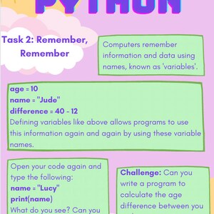 Python Kid’s Coding Worksheet / Tasksheet - Etsy Canada