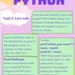 Python Kid’s Coding Worksheet / Tasksheet - Etsy Canada
