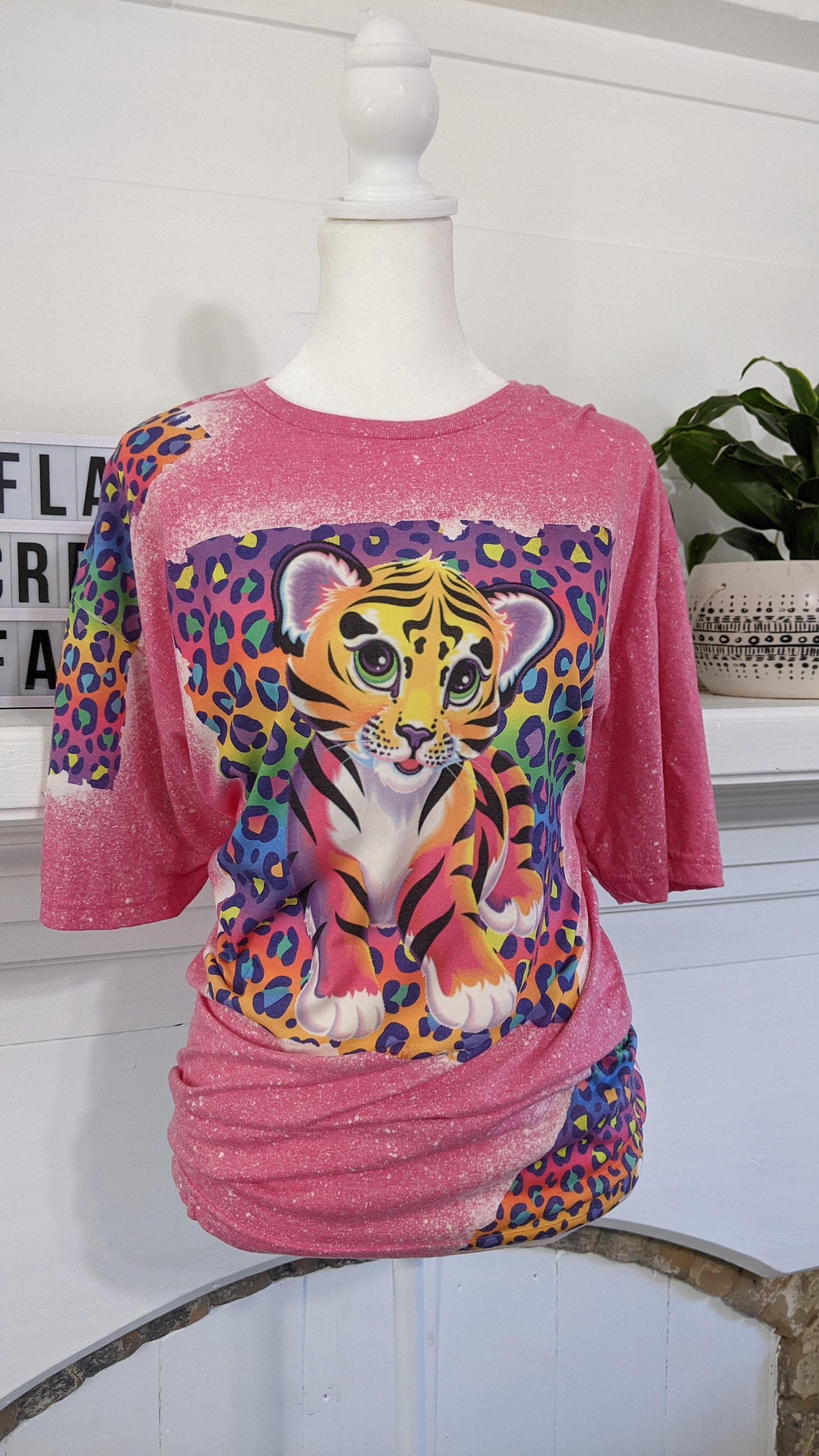 Neon Leopard Print With Cub Bleached T-shirt 90's Style - Etsy