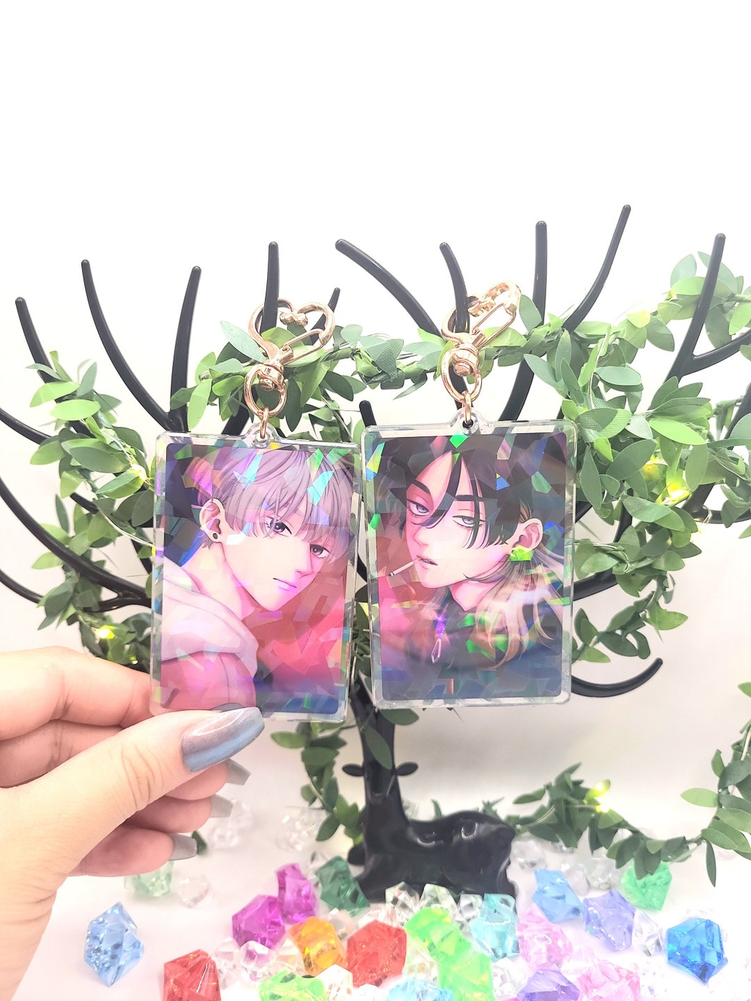 Pink Heart Jam BL Ryou Kanae & Yuki Haiga Rainbow Holographic Acrylic ...