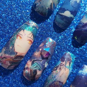Xiao | Genshin Impact | Liyue | Sparkly Acrylic Press on Nails Set - Etsy