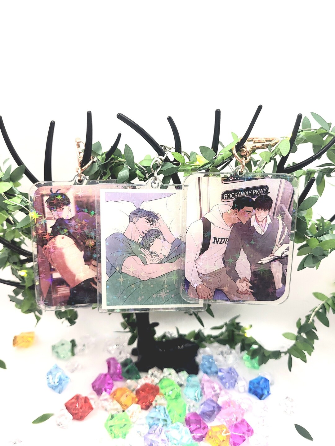 Andrew & Nathan BL Acrylic Keychain Rainbow Holographic Double-sided 3 ...