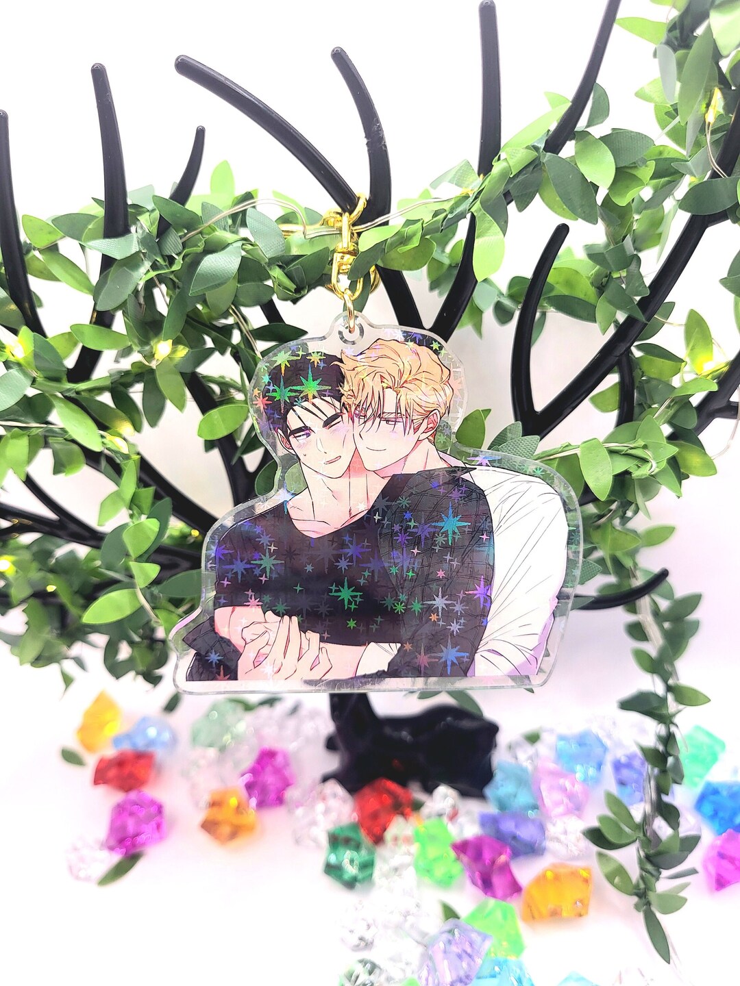 Kwon Jaewoo X Yeon Siyeon BL | Acrylic Keychain | Rainbow Holographic ...