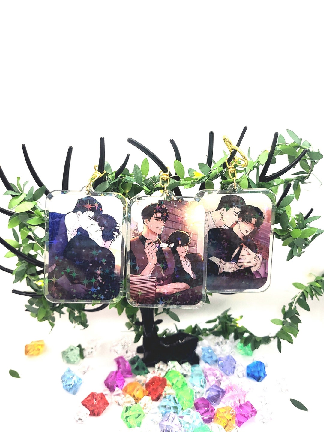 Yoohan & Jay BL | Rainbow Holographic Acrylic Keychain | Double-sided ...