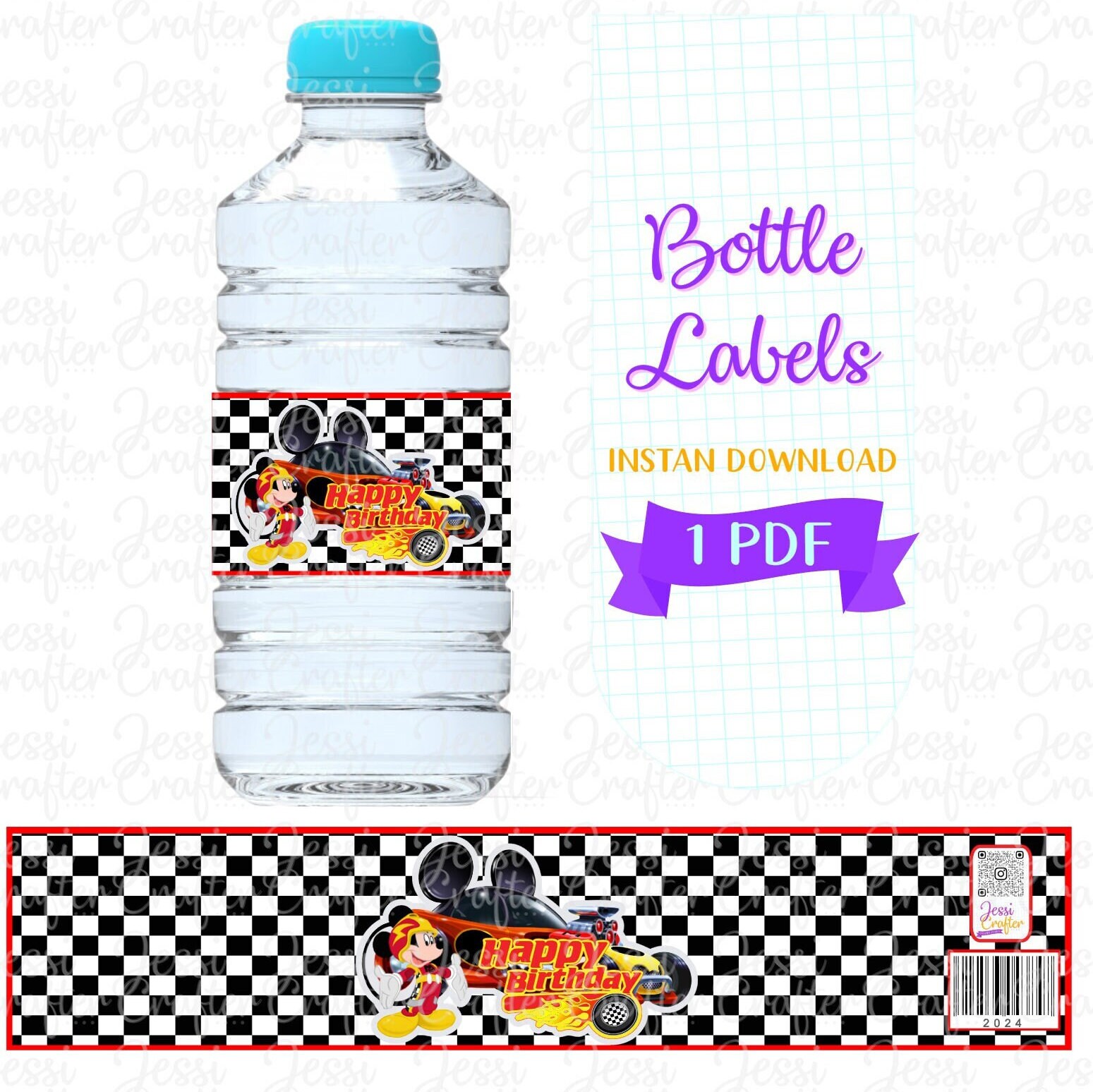 Printable Mickey Roadster Racers/water Bottle Label/party Decoration ...