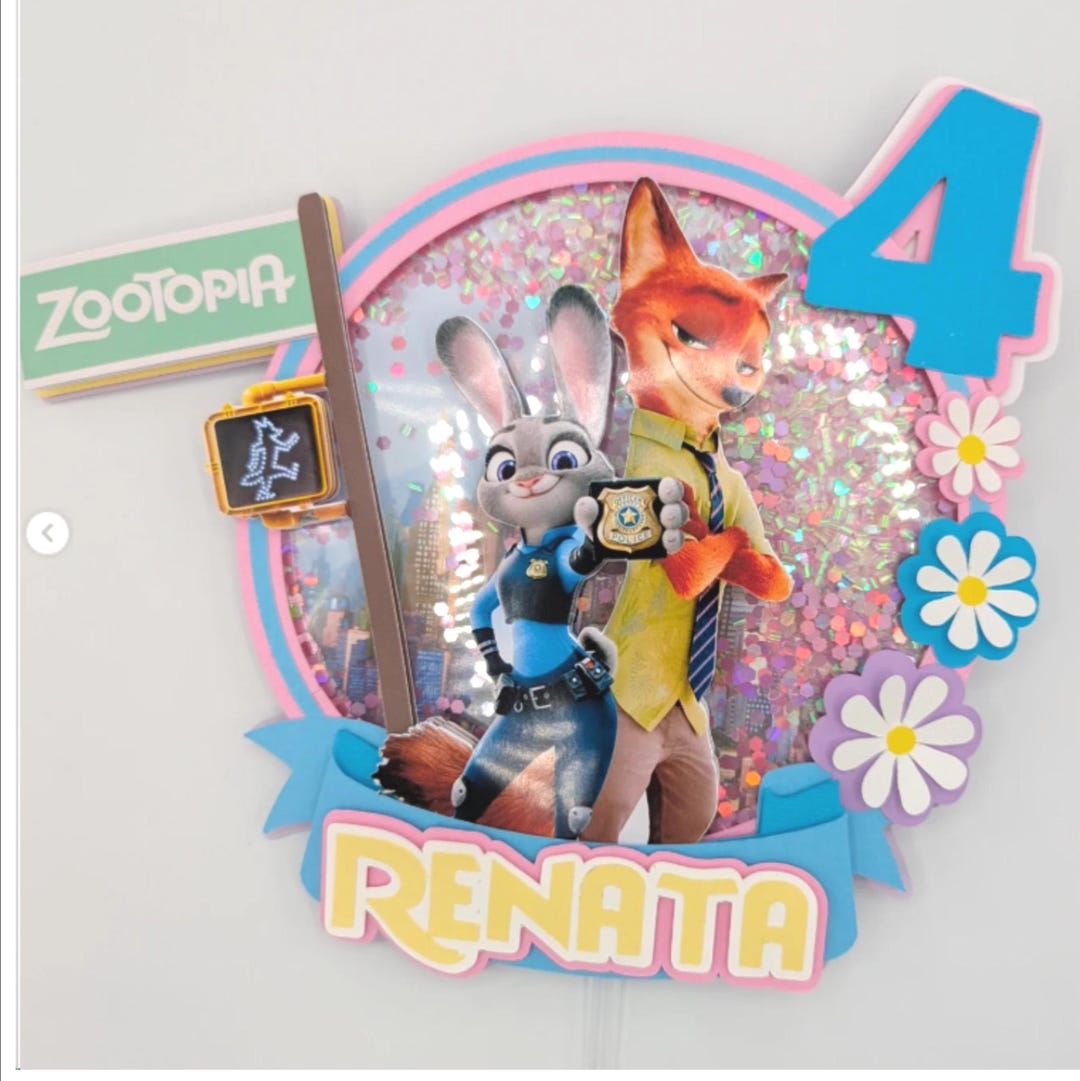 Zootopia Cake Topper, Personalized Zootopia Themed Cake Decoration ...
