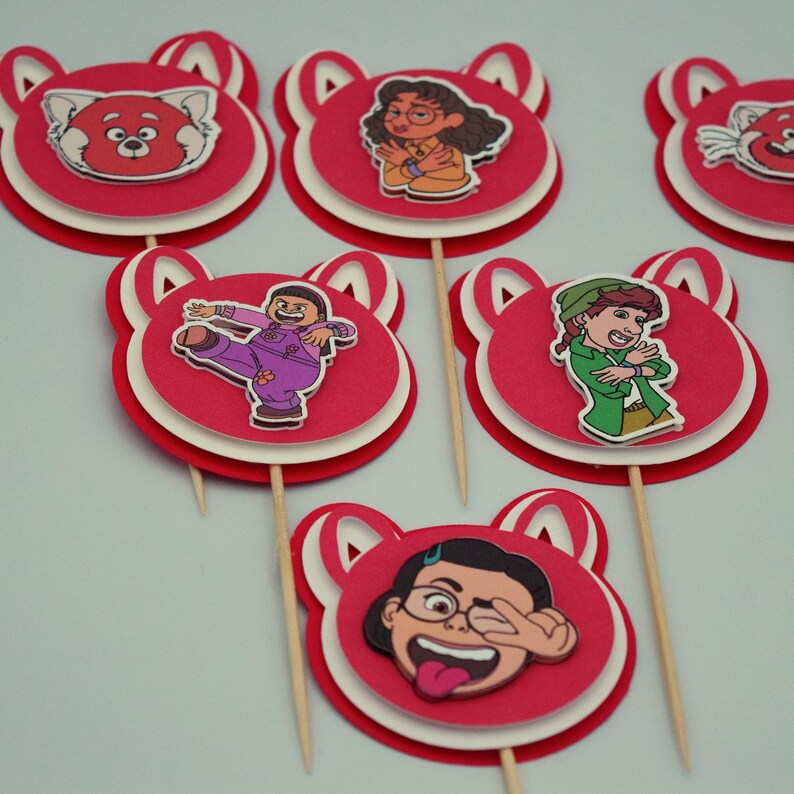 Turning Red Cupcake Toppers/turning Red Party - Etsy