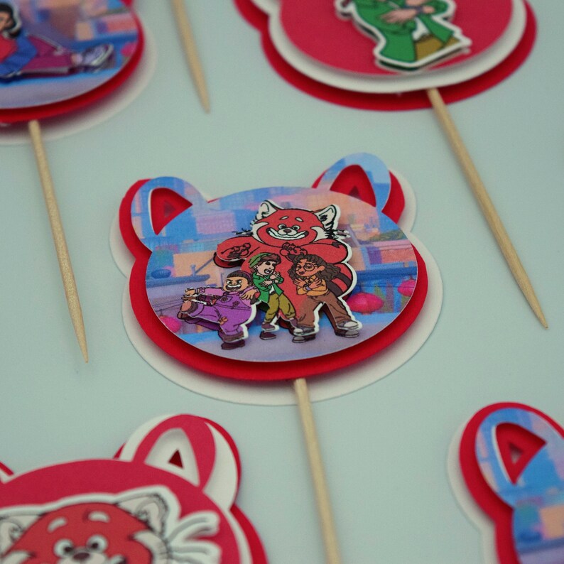 Turning Red Cupcake Toppers/turning Red Party - Etsy