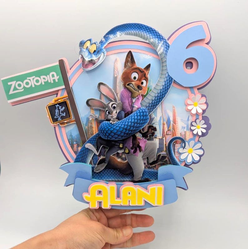Zootopia Cake Topper, Personalized Zootopia Themed Cake Decoration ...