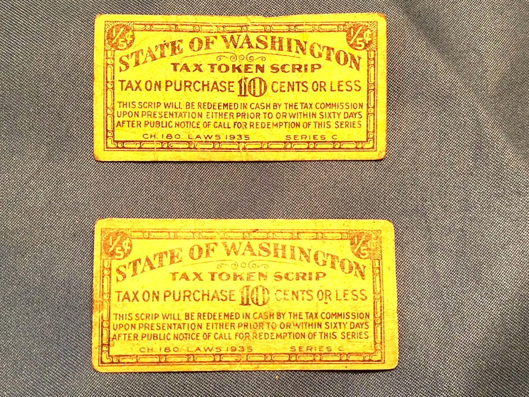 1/5 Th Cent 1935 State of Washington Tax Token Scrip Series C - Etsy