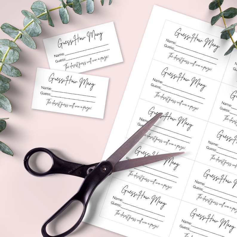 Guess How Many Party Game Guessing Slips for Baby Bridal Wedding ...