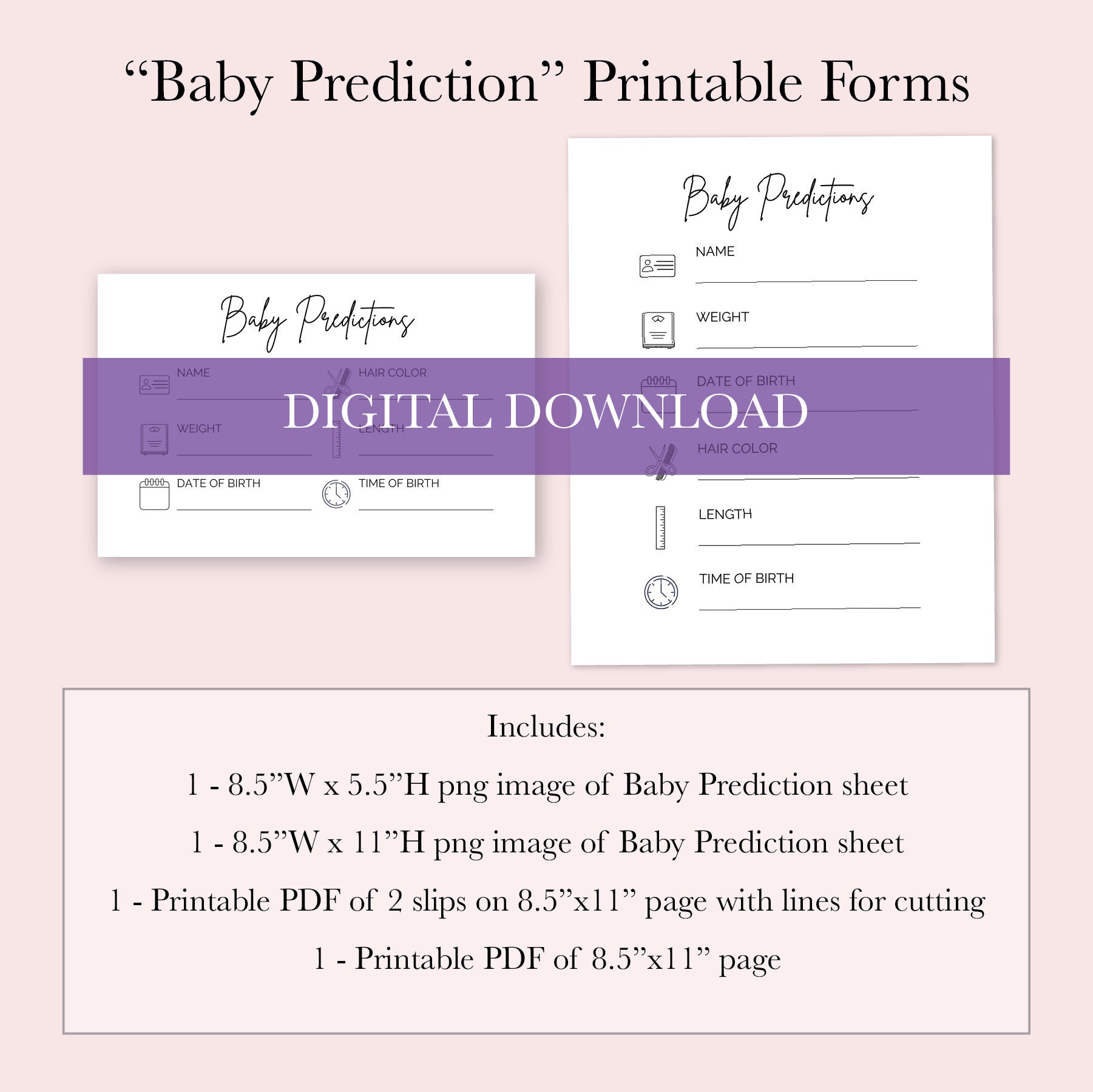 Printable PDF Baby Prediction Game for Baby Showers Sprinkle - Etsy
