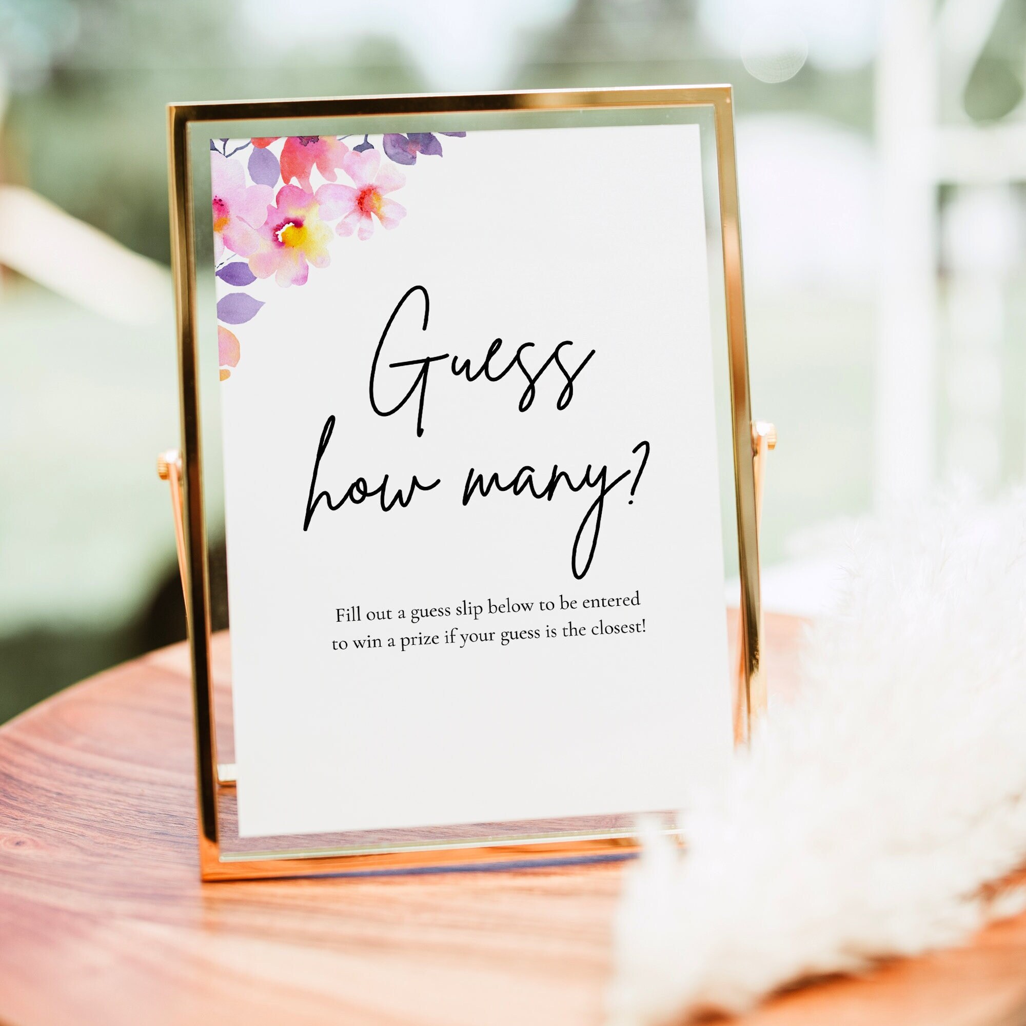 Guess How Many Party Game Guessing Slips for Baby Bridal Wedding ...