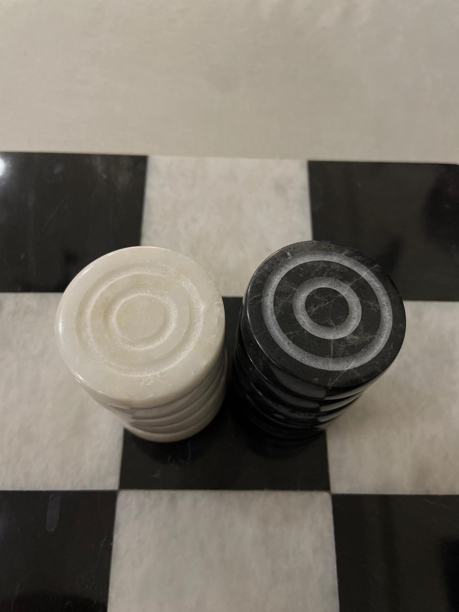 Marble Checker Set With Storage Case – Black & White Stone Board Game ...