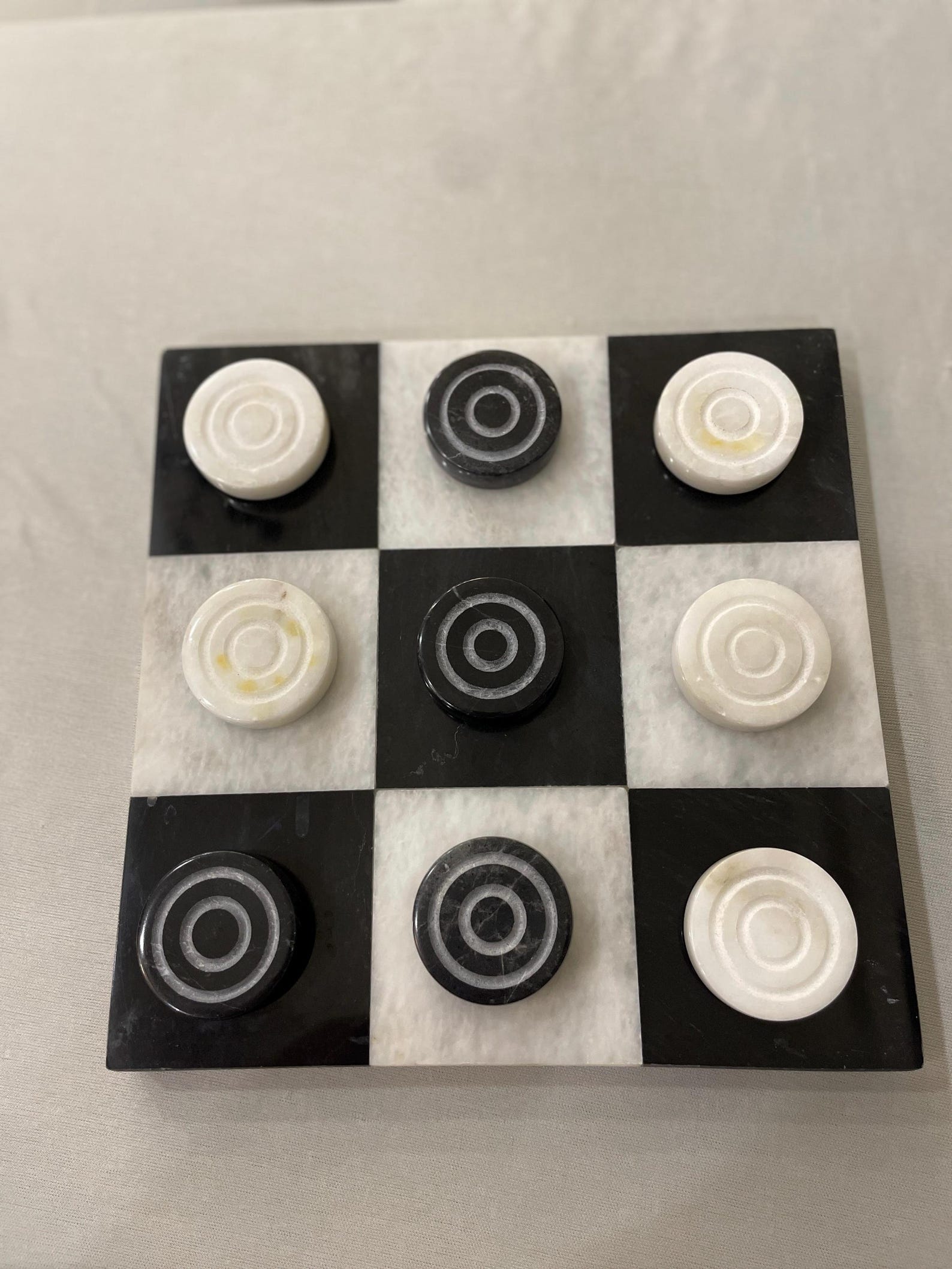 Marble Checker Set With Storage Case – Black & White Stone Board Game ...