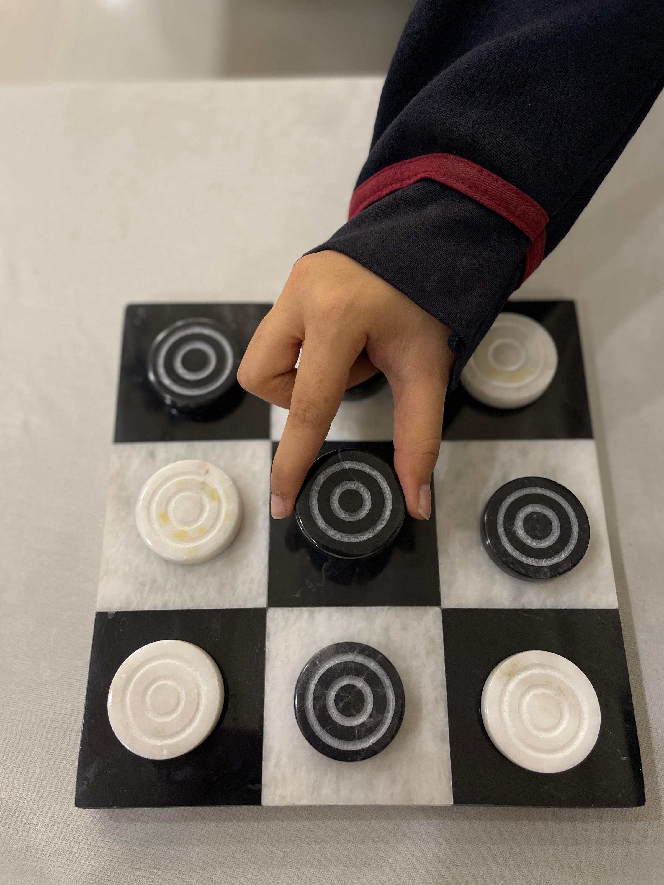 Marble Checker Set With Storage Case – Black & White Stone Board Game ...