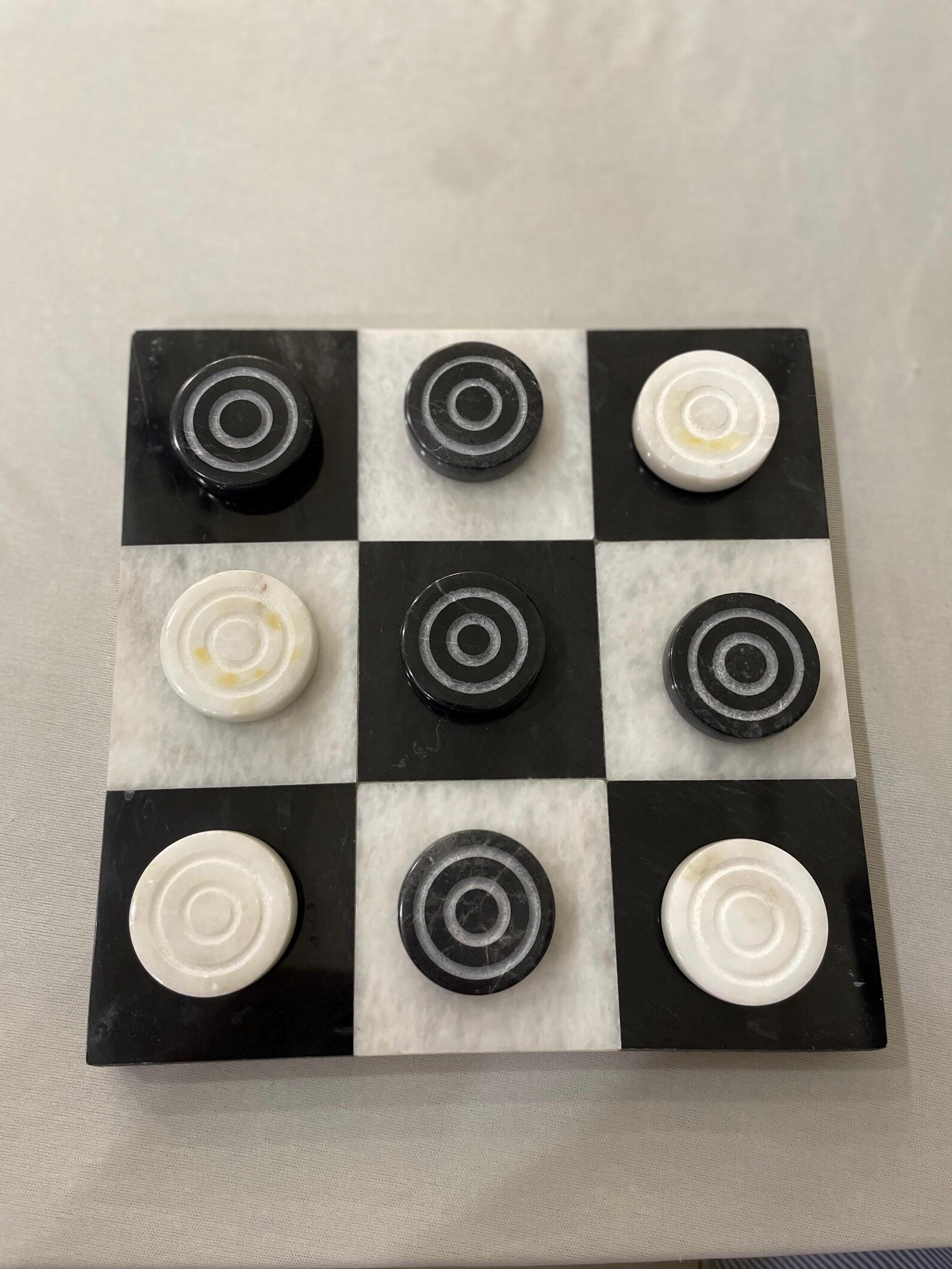 Marble Checker Set With Storage Case – Black & White Stone Board Game ...
