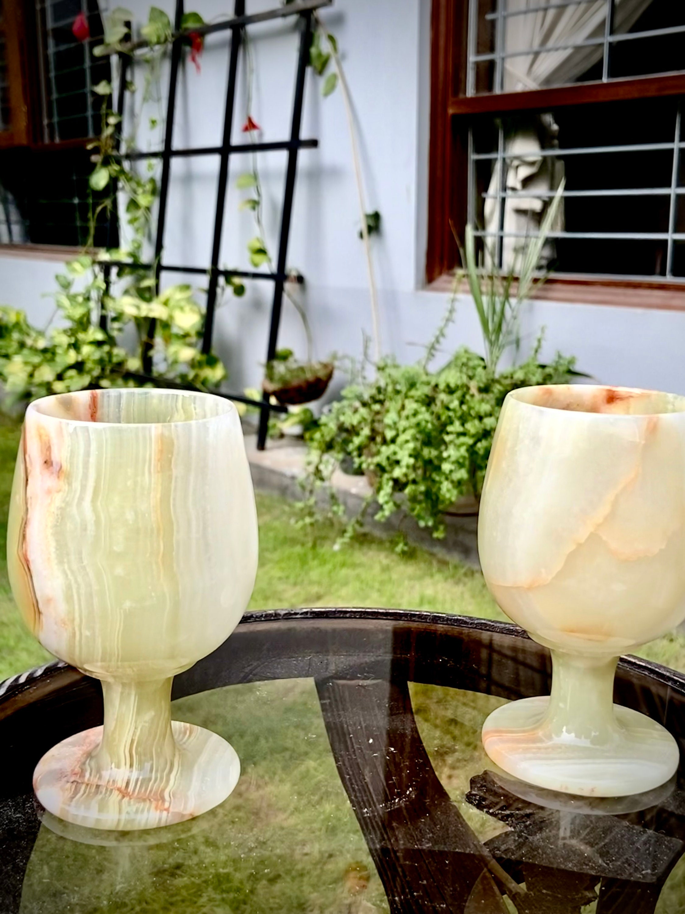 Handcrafted Green Marble Wine Glasses 5x3.5 Handmade - Etsy