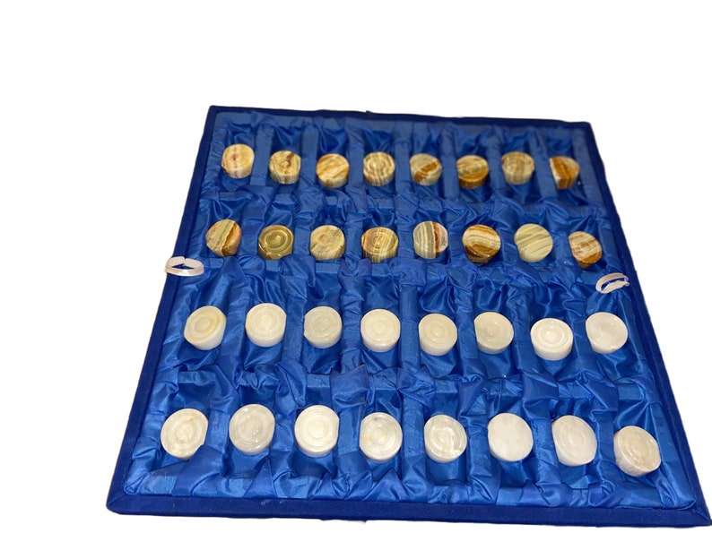 Marble Checkers Set – Luxury Stone Board & Pieces | Handmade Game Decor ...