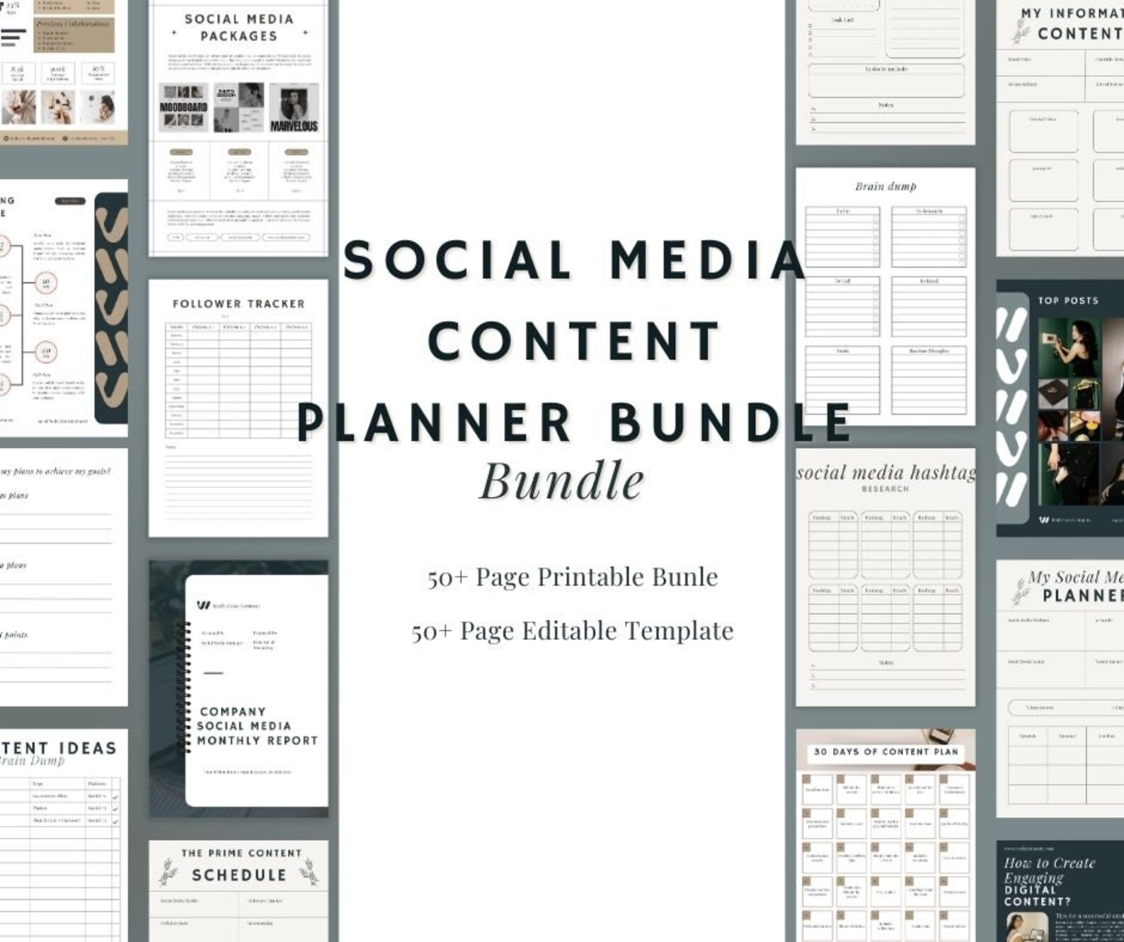Editable Content Planner Template, Social Media Tracker, Content ...