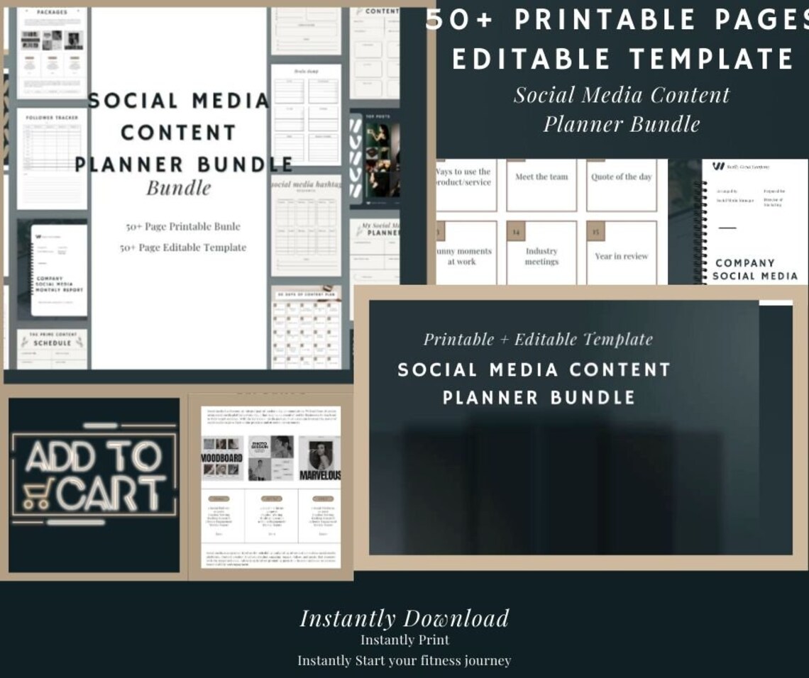 Editable Content Planner Template, Social Media Tracker, Content ...