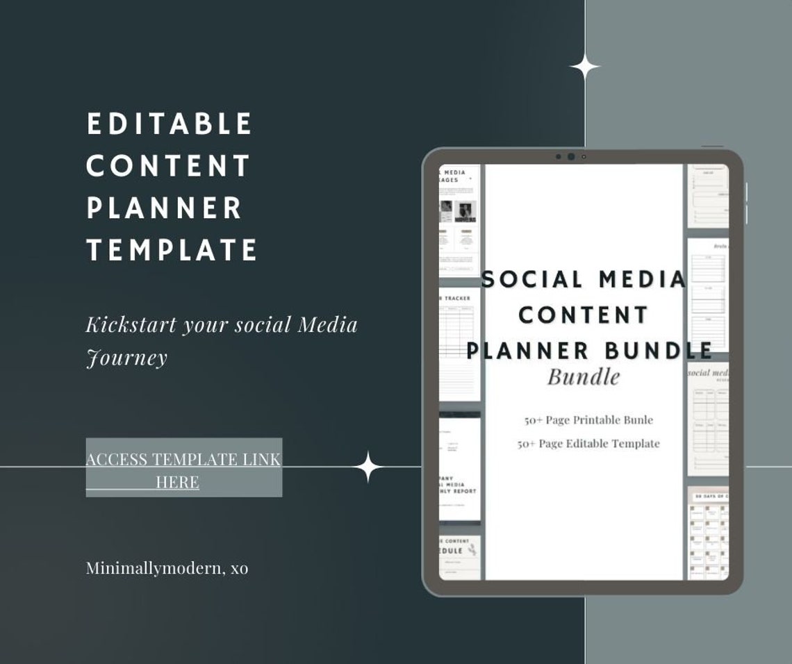 Editable Content Planner Template, Social Media Tracker, Content ...