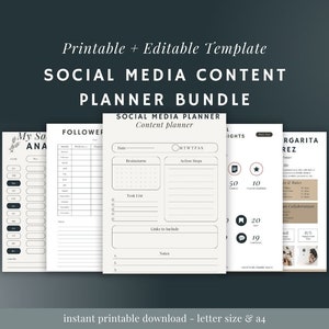 Editable Content Planner Template, Social Media Tracker, Content ...
