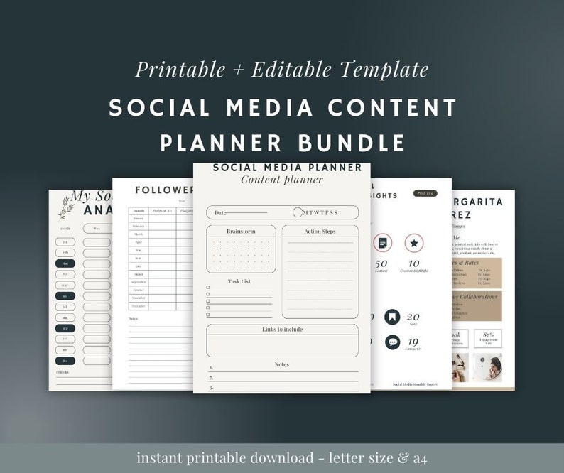 Editable Content Planner Template, Social Media Tracker, Content ...