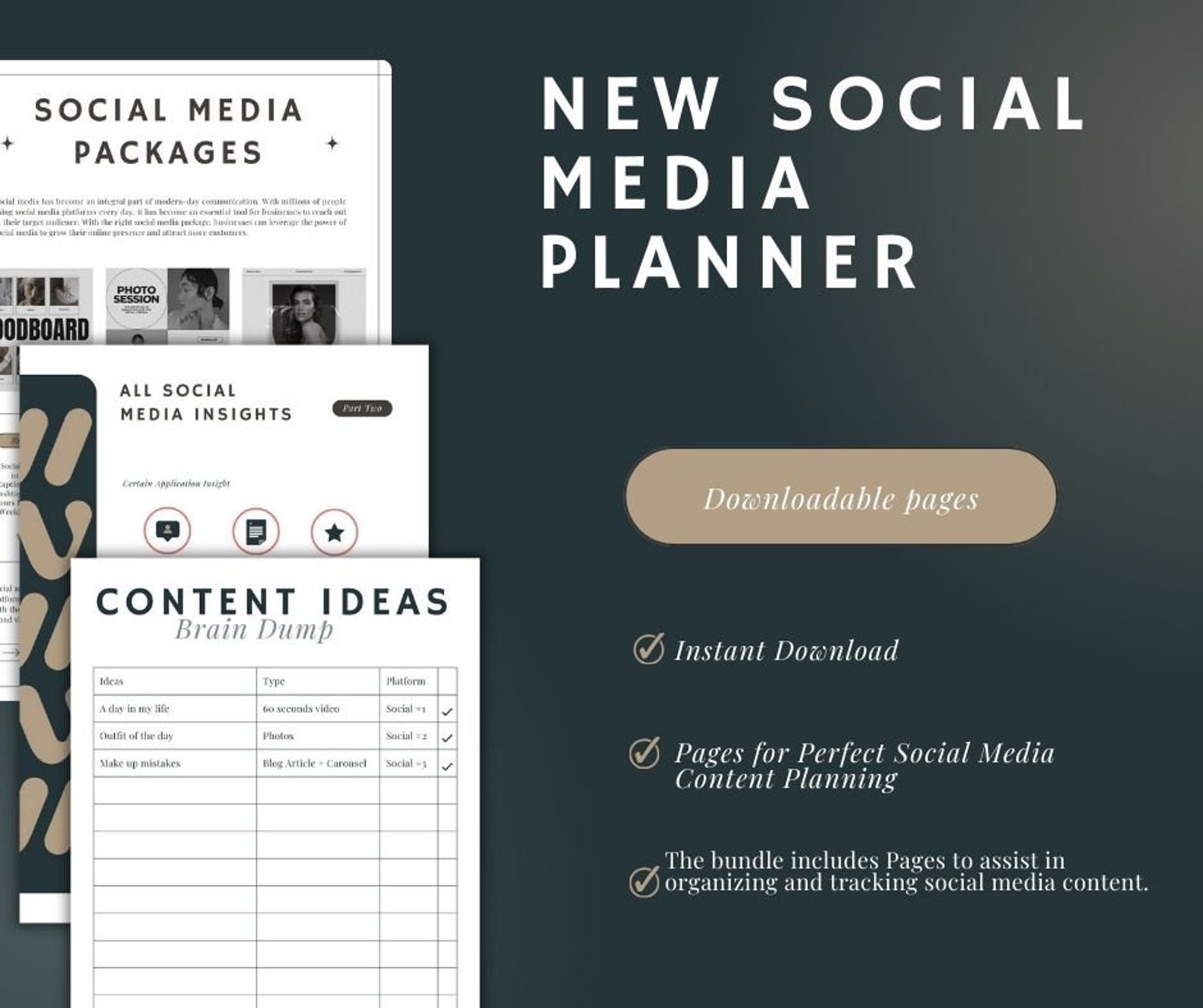Editable Content Planner Template, Social Media Tracker, Content ...