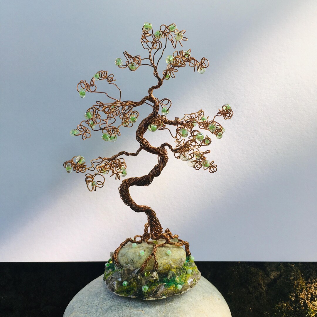 Beaded Copper Wire Tree / Copper Wire Tree / Miniature Wire Tree / Wire ...