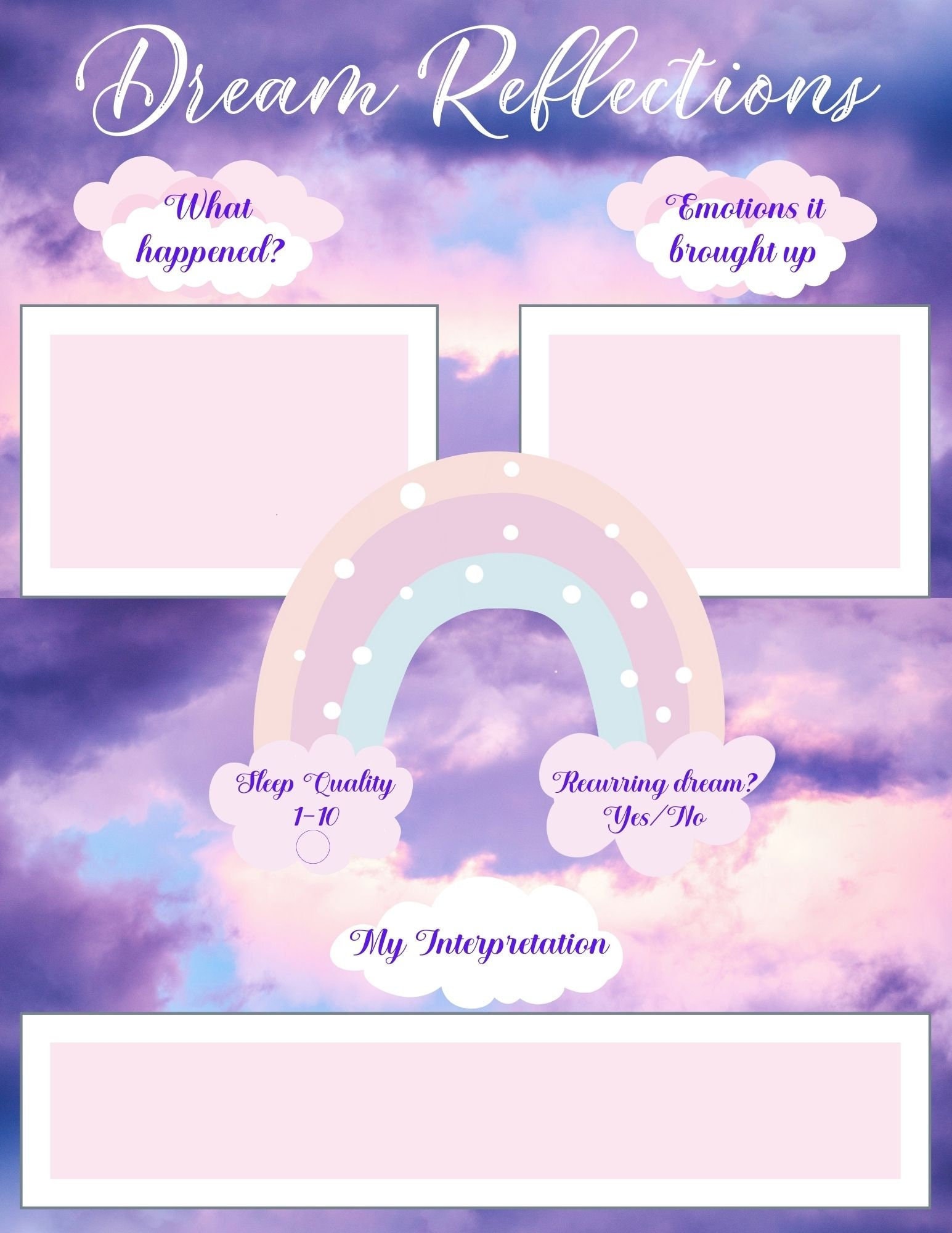 Dream Reflections Printable Journal - Etsy