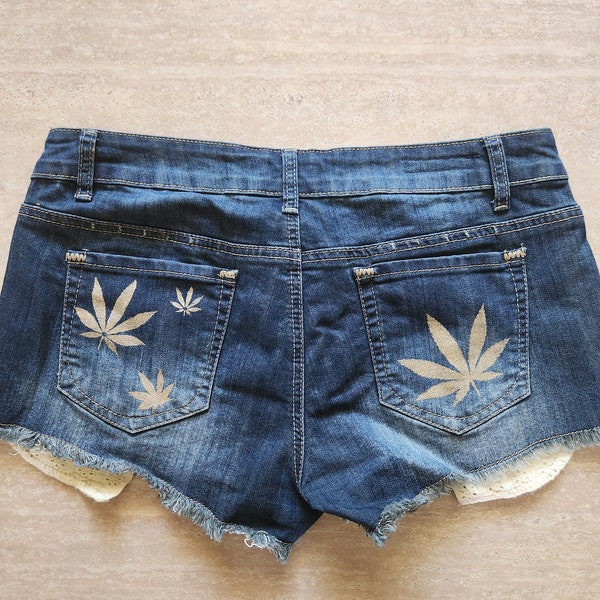 Painted Denim Shorts - Etsy