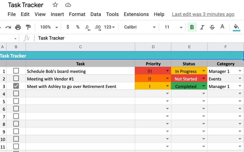 Task Tracker Google Sheets Template - Etsy